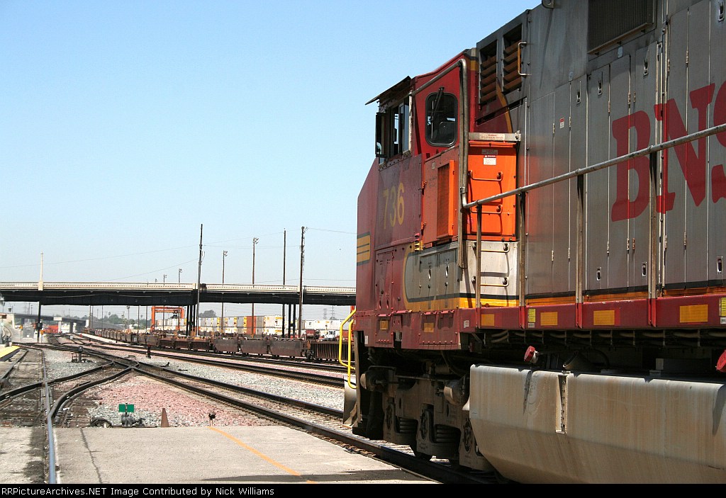 BNSF 736 West with a manifest waiting for an Eastbound